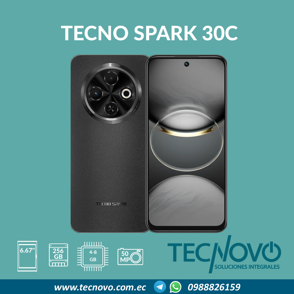 Celular TECNO Spark 30C 4GB*/256GB | TECNOVO SOLUCIONES INTEGRALES
